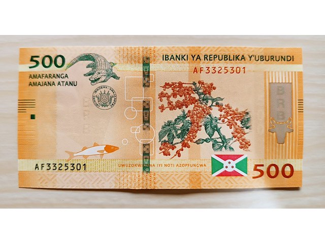 Burundi 500 francs. Unc, 2018 godina