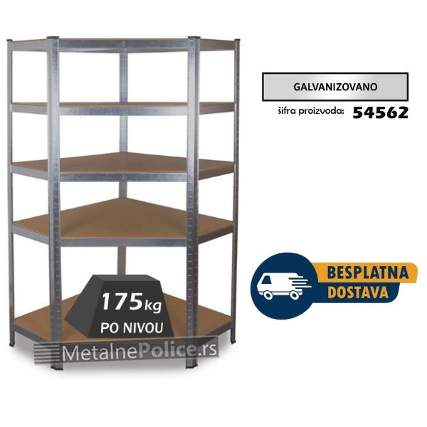 Polica UGAO 180x90x90x40cm, 5x175kg, galva