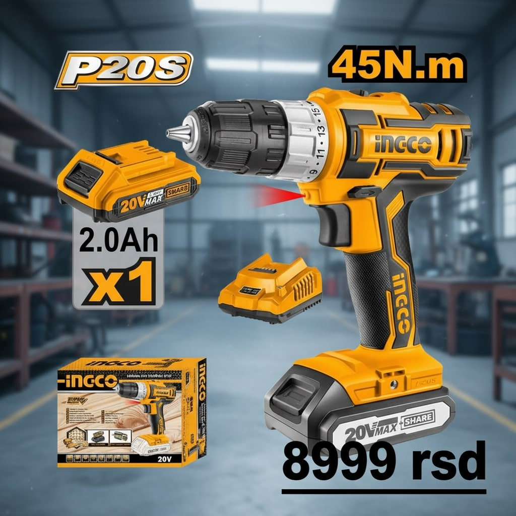 Ingco Aku bušilica 45Nm 20V CDLI20024