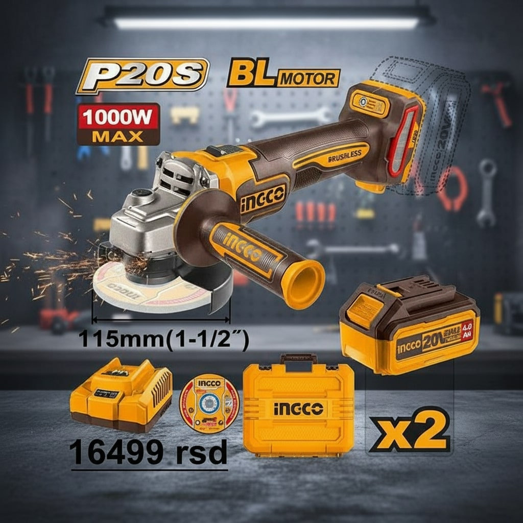 Ingco Aku brusilica 115mm 9000o CAGLI271532E