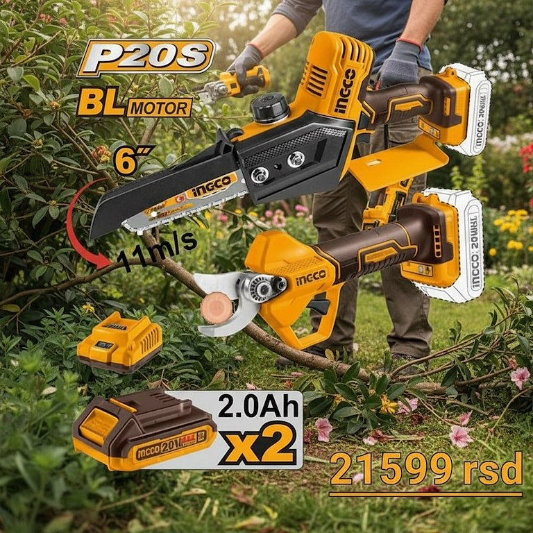 Ingco Aku set makaze i testera za grane COSLI240306E