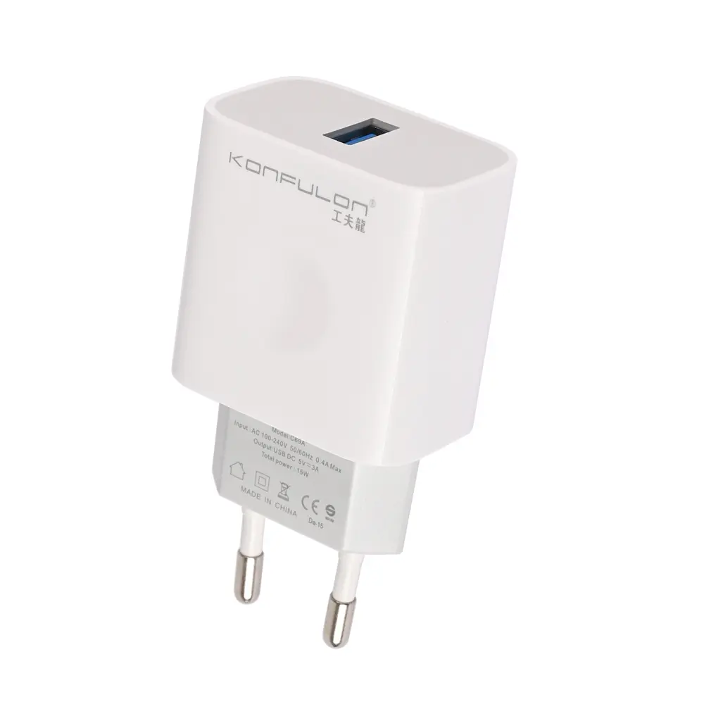 Kućni punjač KONFULON C69A+DC05 QC 15W, USB na iPhone lightning beli 1m