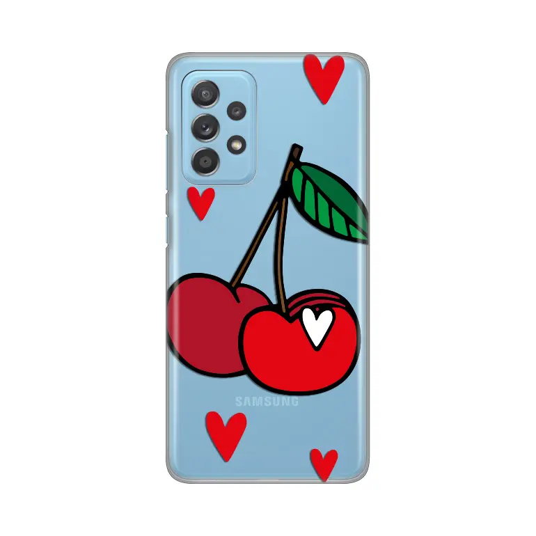 TELEMPIRE Silikonska maska Print za Samsung A525F/A526B/A528B Galaxy A52 4G/A52 5G/A52s 5G Cherry plavo-crvena