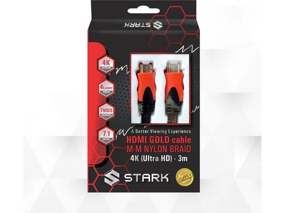 Stark HDMI kabl M-M pozlaćen 4K pleteni 3m