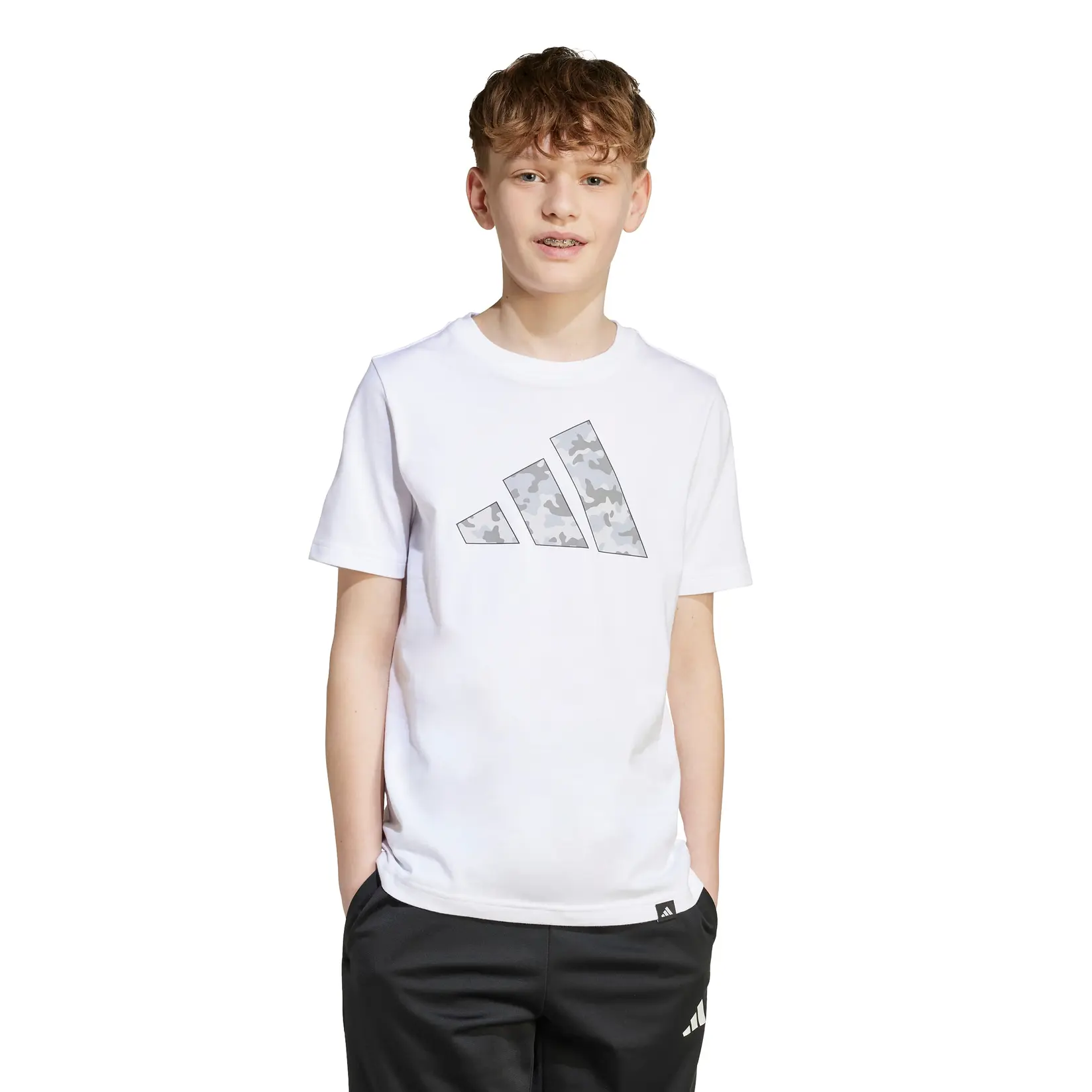 Adidas Majica za dečake J Camo T, JV5077, Bela
