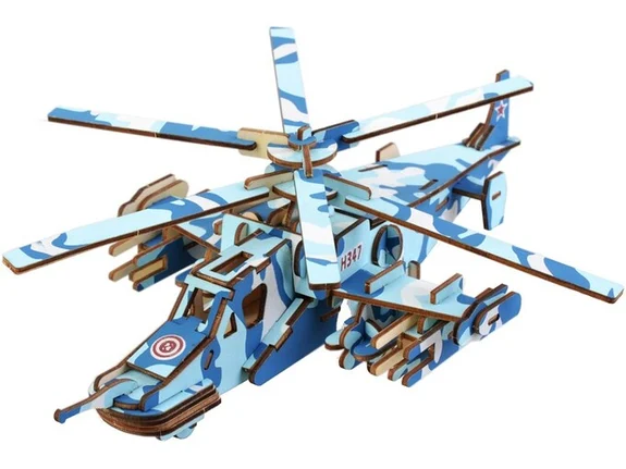 Čarolija shop 3D drvena slagalica Helikopter plava ajkula