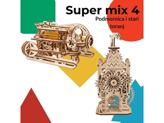 Ugears 3D puzzle Super mix 4 Podmornica i Stari toranj