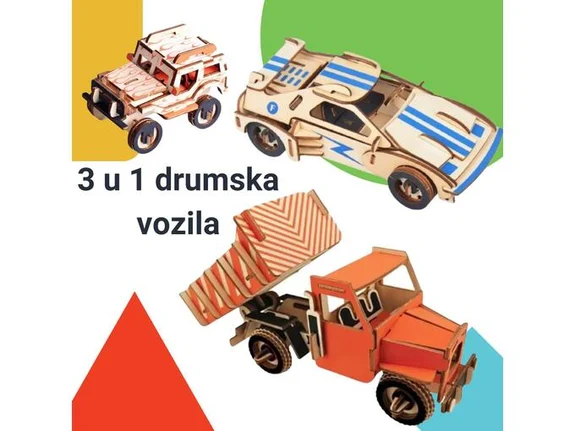 Čarolija shop 3 u 1 slagalice Drumska vozila