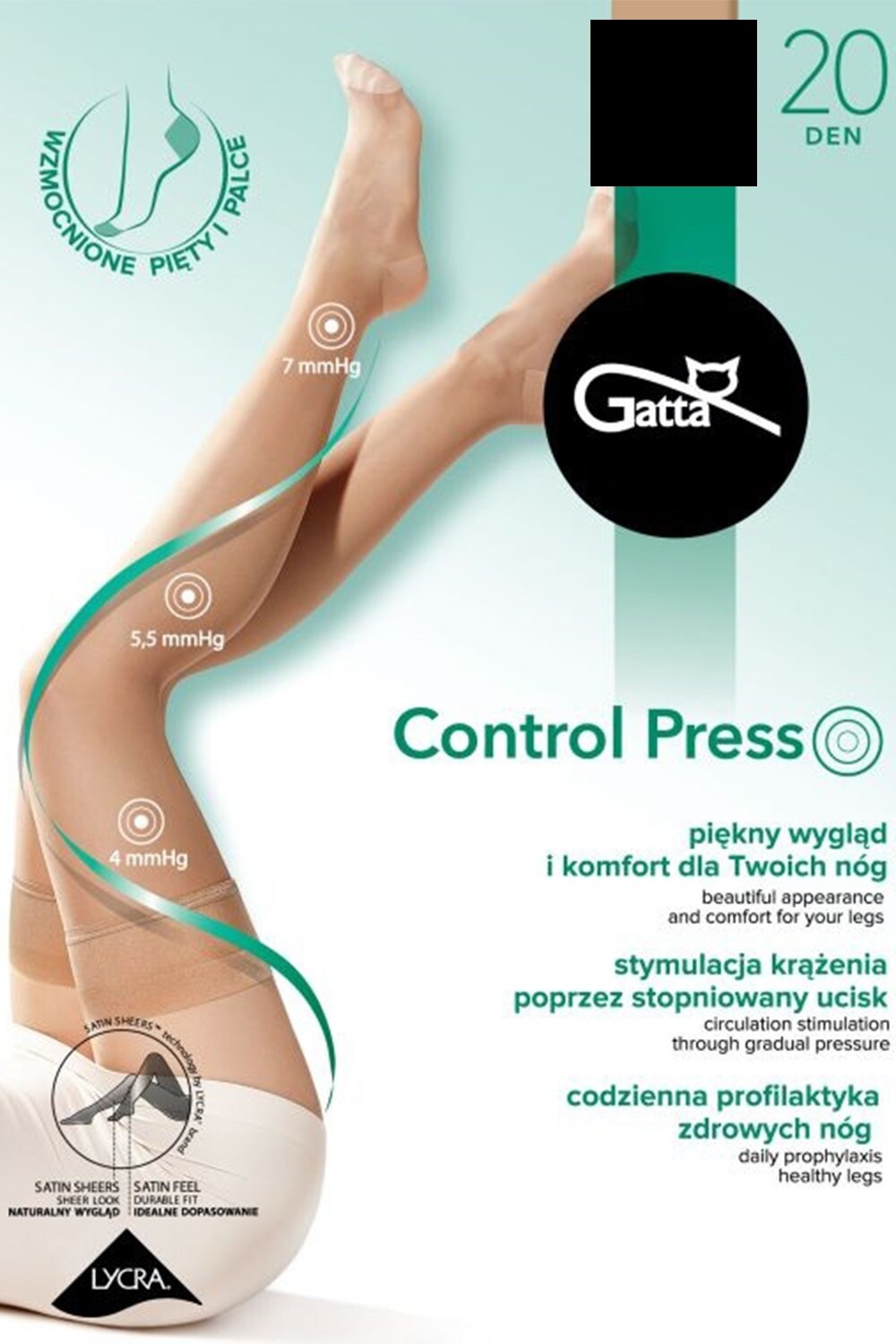CONTROL PRESS - Ženske samodržeće čarape 20 DEN