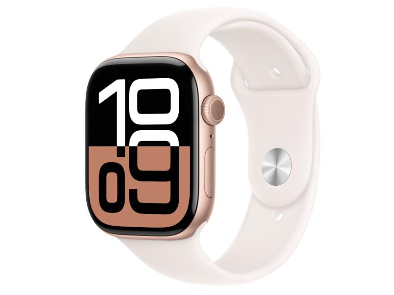 APPLE WATCH S10 GPS 46MM ROSE GOLD ALU CASE WITH LIGHT BLUSH SPORT BAND – M/L (MWWU3QV/A)