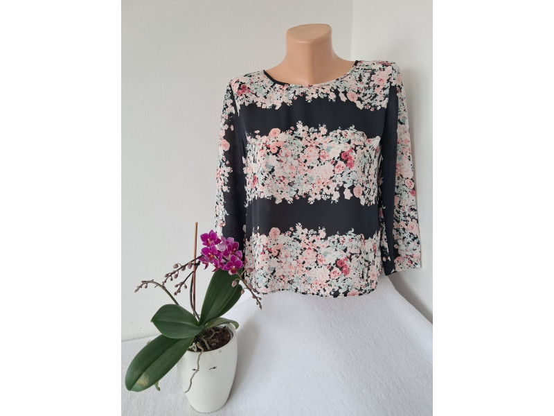 BERSHKA prozirna floral bluza vel L