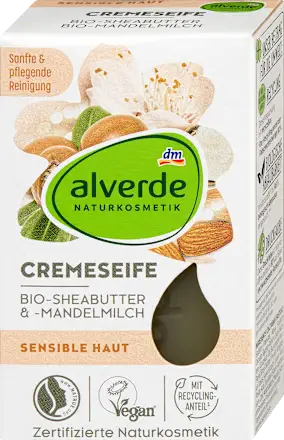 alverde NATURKOSMETIK
Čvrsti sapun sa ši puterom i bademovim mlekom, 100 g