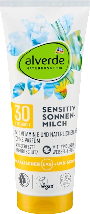 alverde NATURKOSMETIKSENSITIV mleko za zaštitu od sunca, SPF 30, 200 ml