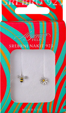 Argento FELICEFELICE M3 srebrne minđuše - cvet i pčela, 1 kom