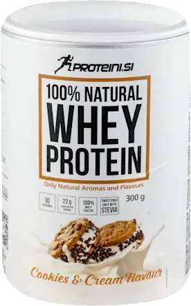 proteini.si
100% NATURAL WHEY PROTEIN - Ukus Cookies&Cream, 300 g
Dodatak ishrani