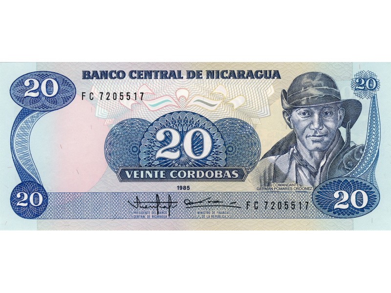 Nicaragua. 20 Cordobas (1985) P#152. UNC PRESS