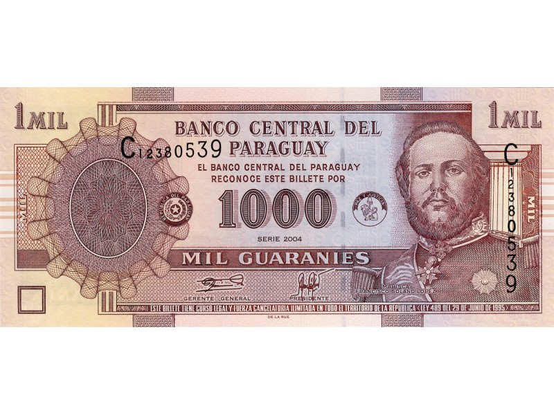 Paraguay 1000 Guaraníes (2004). P#223. UNC PRESS