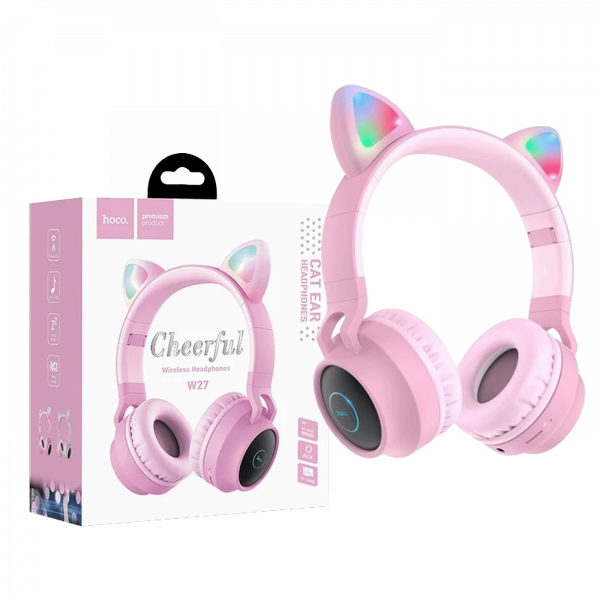 hoco. Bežične stereo slušalice, Bluetooth v5.0, 300mAh - W27 Cat Ear Pink