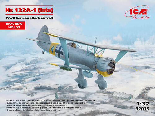 ICM 32015 Henschel Hs-123 A-1 (late) - German WWII Attack Aircraft (100% new molds)