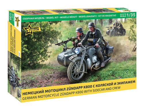 Zvezda 3717 German Motorcycle Zündapp K800 With Sidecar And Crew