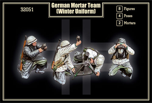 Mars 32051 German Mortar Team (Winter Uniform) (WWII) (8 Figures In 4 Poses And 2 Mortars)