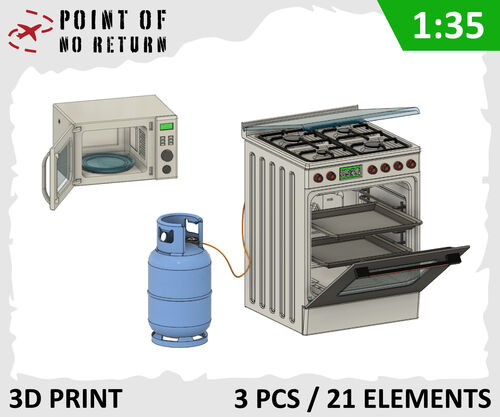 Point Of No Return 35-22007 Gas Cooker with a Gas Cylinder and Microwave
