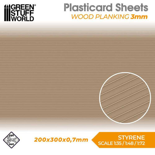 Green Stuff World 5063 Plasticard Sheet - Wood Planking 3mm