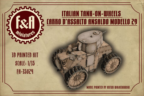 F&A Miniatures 35024 Italian Tank-on-Wheels Carro D'Assalto Ansaldo Modello 29 (3D Printed)