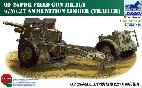 Bronco CB35046 British QF 25pdr Field Gun Mk.II/I with No.27 Ammunition Limber