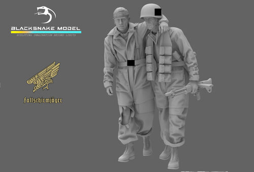 BlackSnake Model FSJ-02 Fallschirmjaeger with a Wounded Comrade (2 Figures / Soldiers No.2)