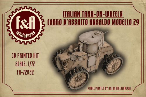 F&A Miniatures 72022 Italian Tank-on-Wheels Carro D'Assalto Ansaldo Modello 29 (3D Printed)