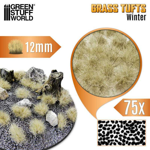 Green Stuff World 12942 Static Grass Tufts 12mm - Winter White (75pcs)