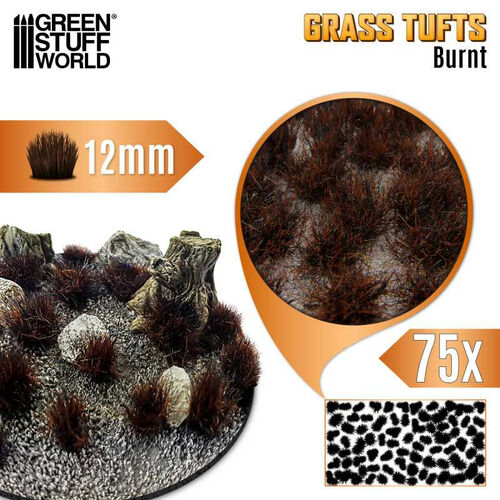 Green Stuff World 12944 Static Grass Tufts 12mm - Burnt Brown (75pcs)