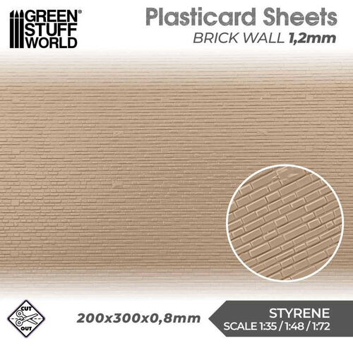 Green Stuff World 5057 Plasticard Sheet - Brick Walls 1,2mm