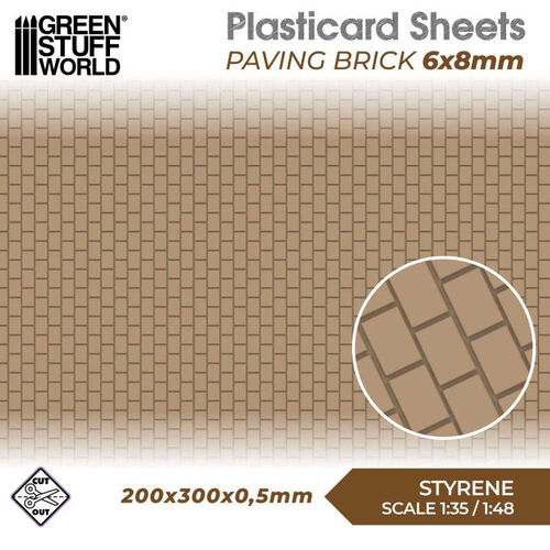 Green Stuff World 5066 Plasticard Sheet - Paving Brick 6x8mm
