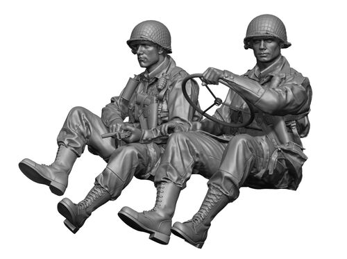H3MODELS 35025 US WW2 Paratroopers - Willys Driver & Crew (2 Figures)