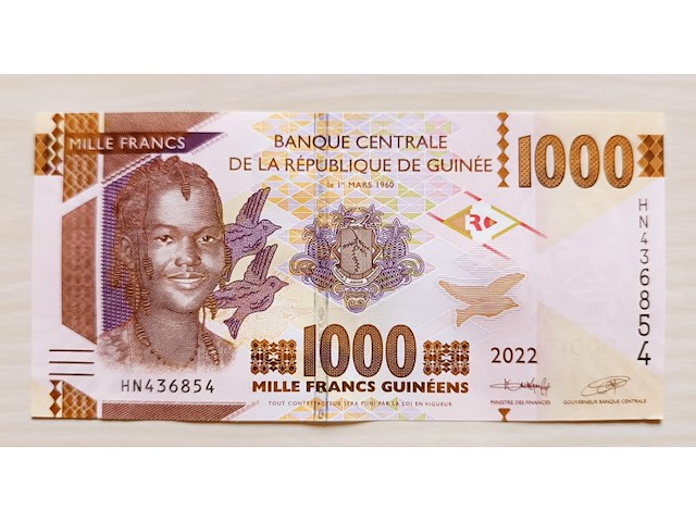 Guinea 1000 francs. Unc, 2022 godina