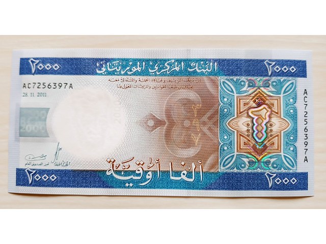 Mauritania 2000 ogiya . Unc, 2011 godina