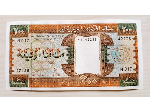 Mauritania 200 ogiya . Unc, 2002 godina