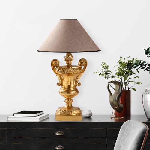 ELEGANZE-5334 Gold Light Brown Table Lamp