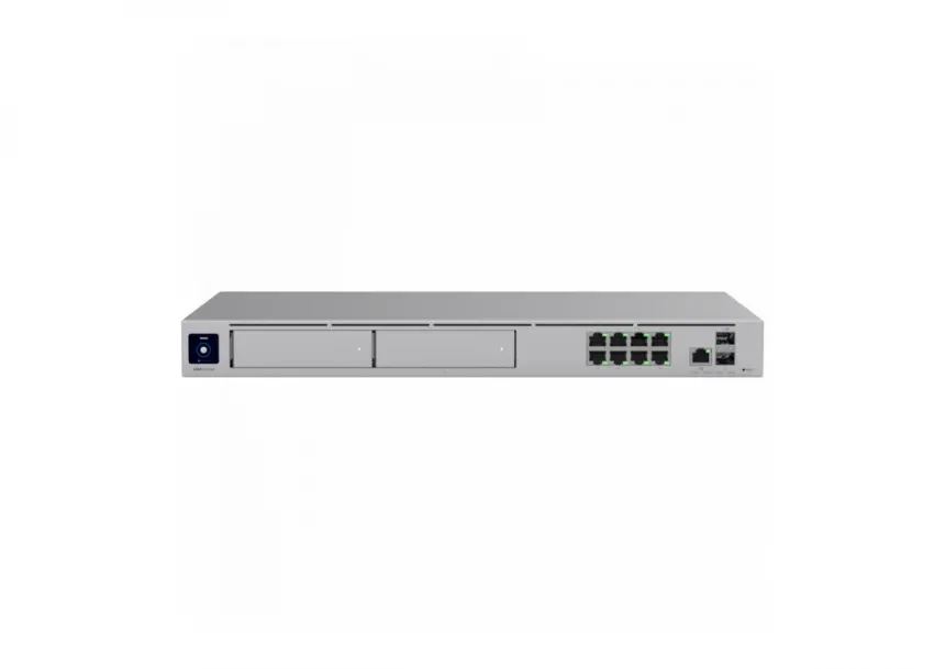 Ubiquiti rack-mount Cloud Gateway with 10 Gbps performance, multi-WAN load balancing, and two NVR drive bays designed for large-scale, multi-application UniFi sites