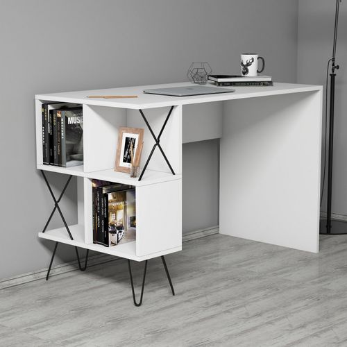 Extra - White White Black Study Desk