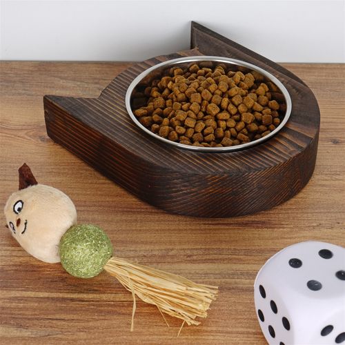 Pet011 Walnut Pet Food Bowl