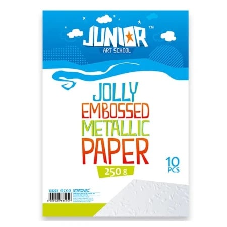 Junior jolly embossed metallic paper papir met. relj. a4 250g10k - odaberite nijansu bela ( 136201 )