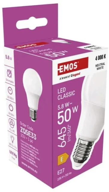 Emos zq5e33 Led sijalica classic a60 5,8w(50w) 645lm e27 nw ( 3607 )