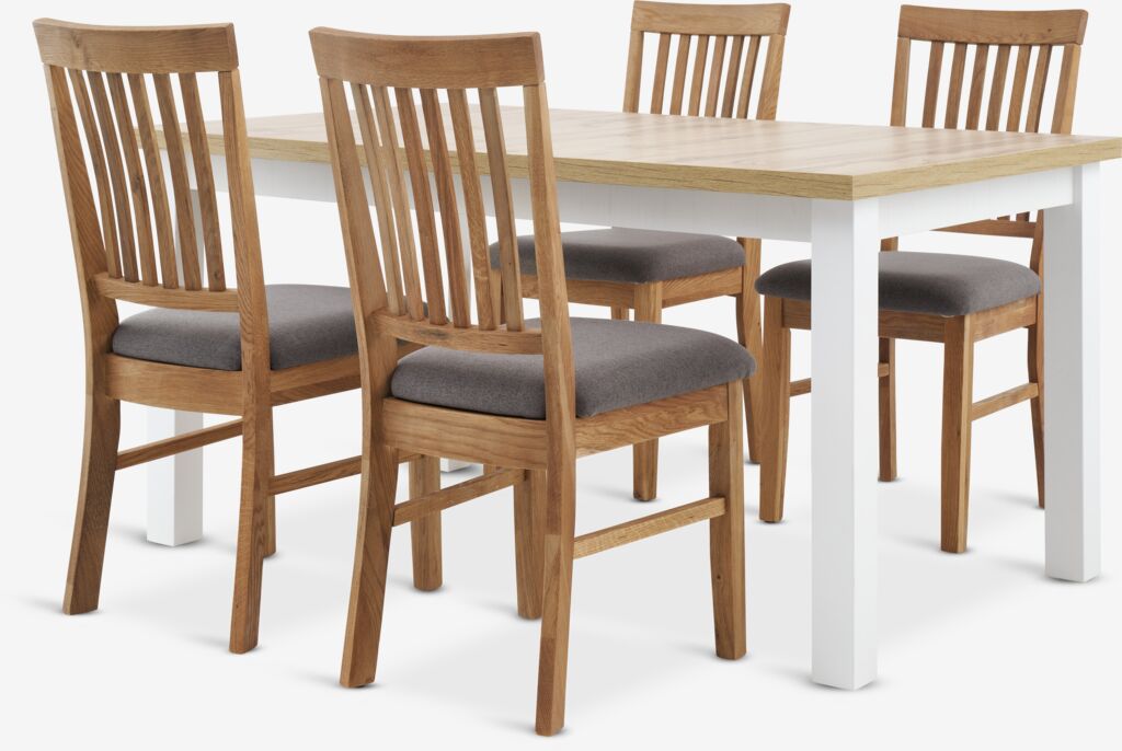 MARKSKEL D150/193 sto bela/hrast + 4 HAGE siva/hrast