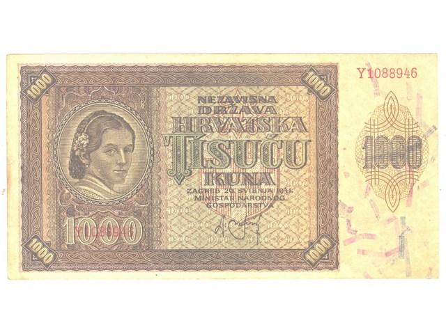 Hrvatska NDH 1000 kuna 1941