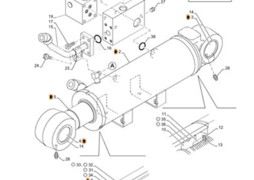 Case KMV18520 hidraulični cilindar za CX130C CX130D CX145C građevinske mašine