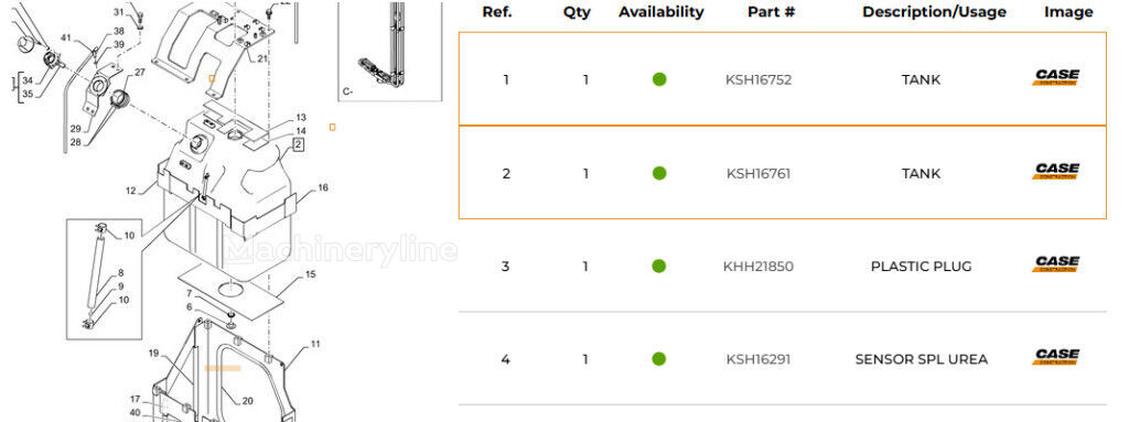 Case KSH16752 hidraullični rezervoar za CX350D CX370D građevinske mašine