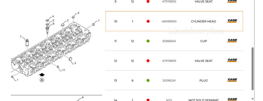 Case 48089850 glava cilindra za CX750D 6WG1XASS11 građevinske mašine